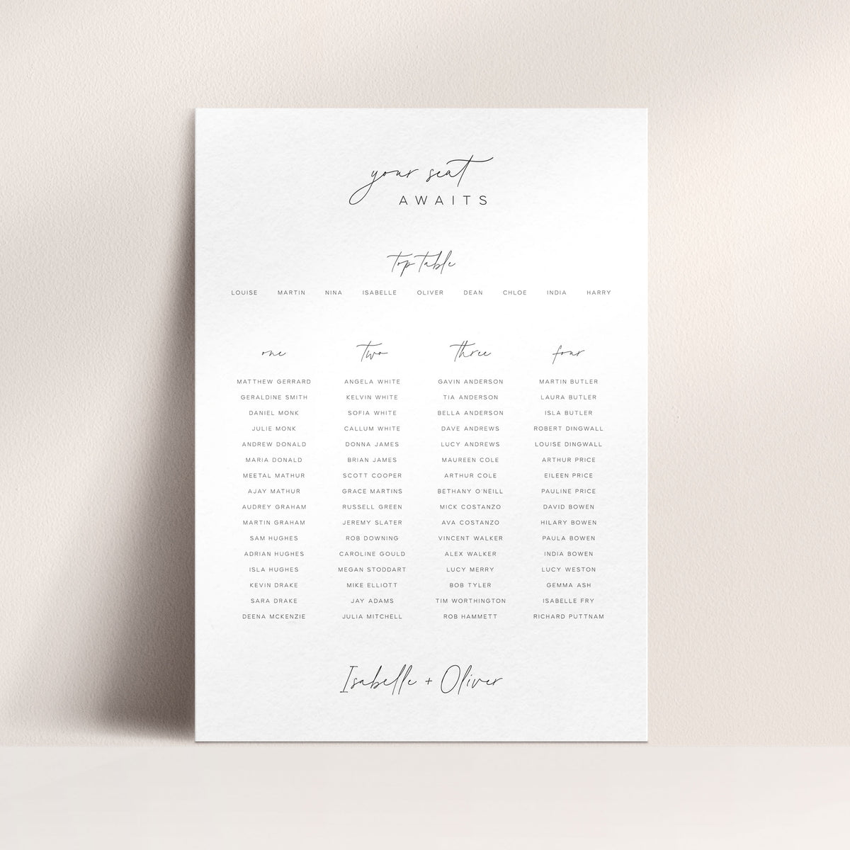 Dalston - Wedding Seating Plan – Elle Bee Design Limited