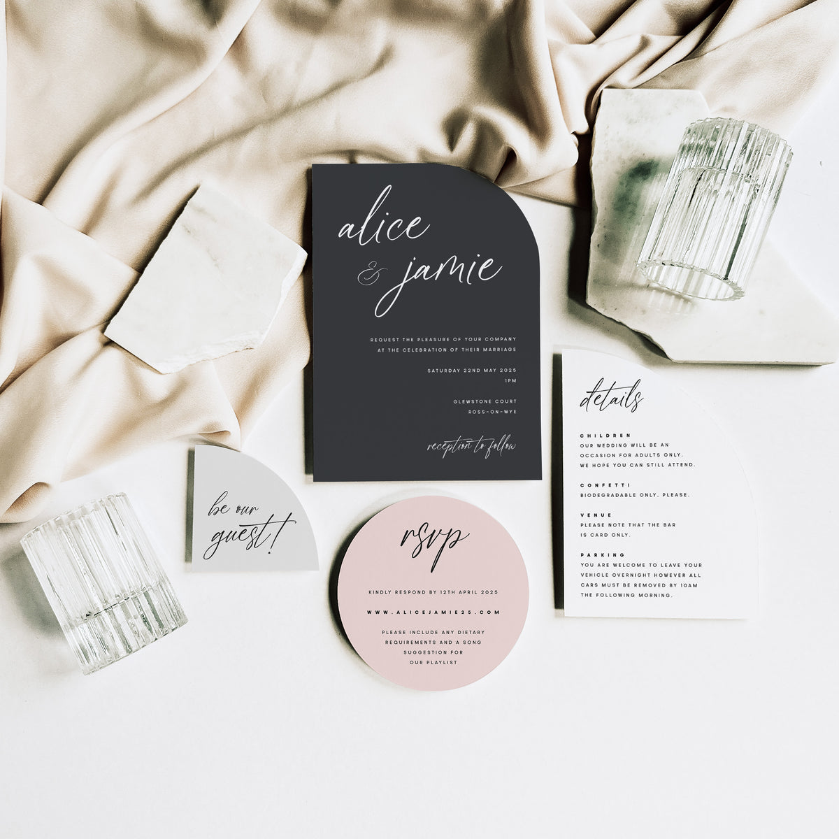 Modern and Unique Arched & Shaped Wedding Invitation Set – Elle Bee ...