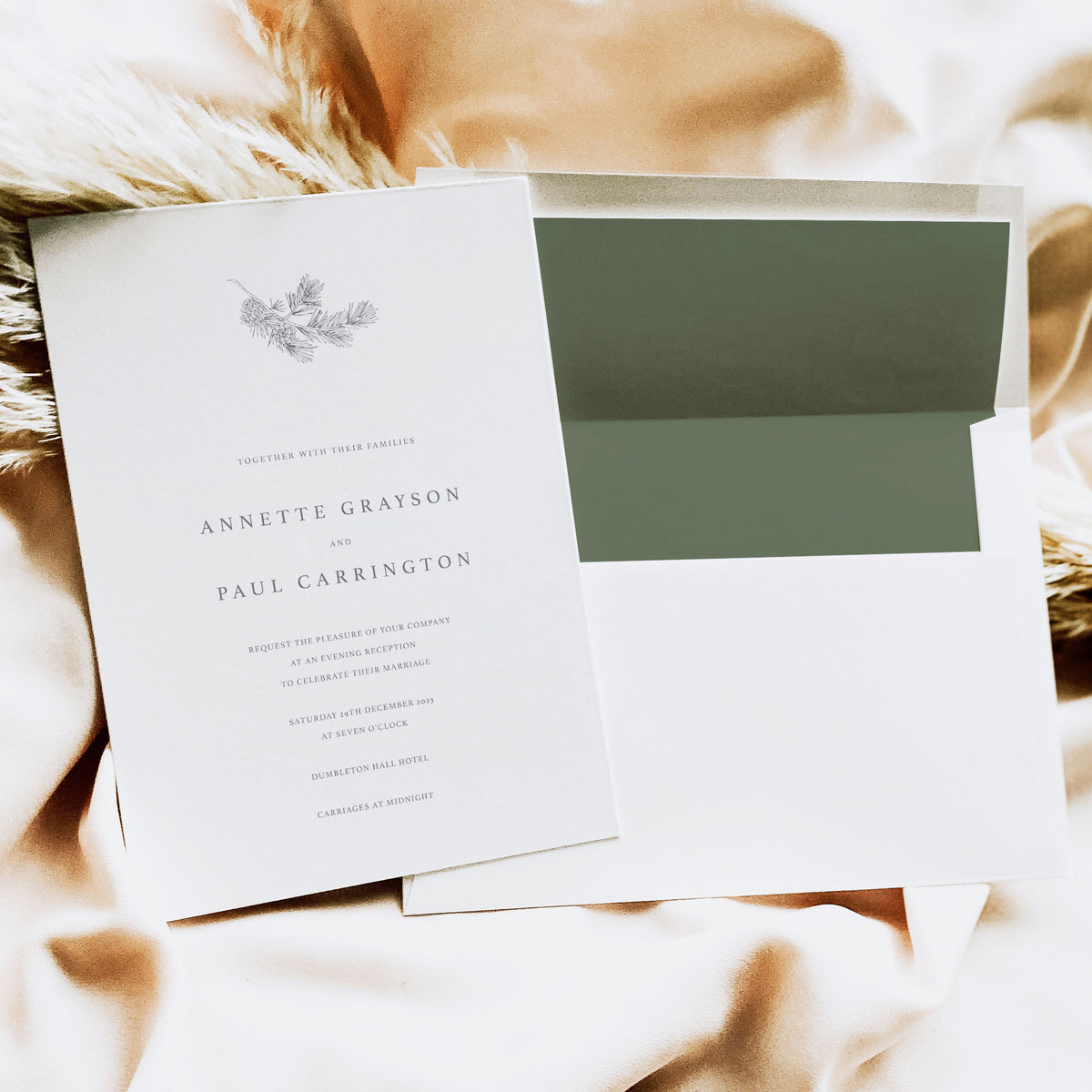 Classic Wedding Invitation | Evening Wedding Invite | Elle Bee Design ...