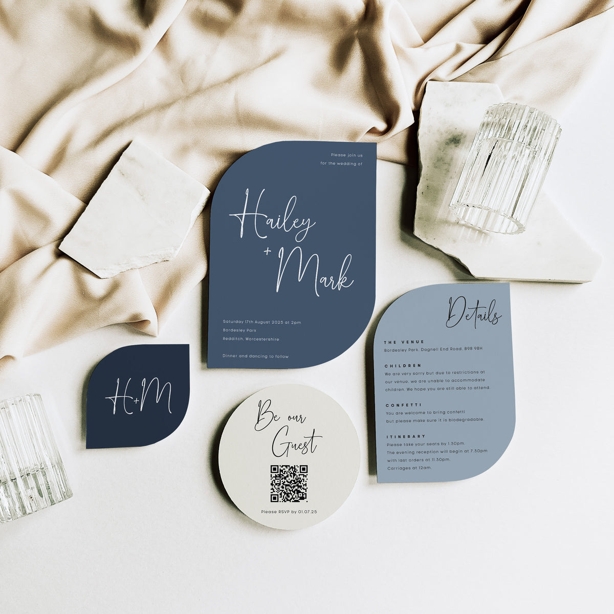 Chelsea - Shaped Invitation Suite – Elle Bee Design Limited