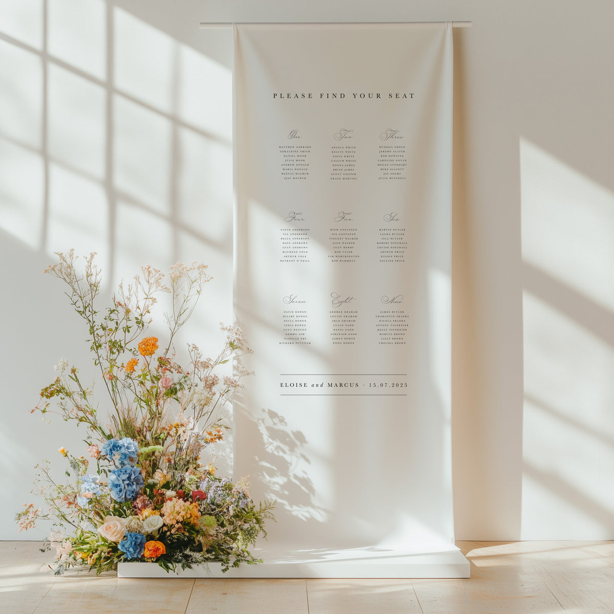 Luxury Fabric Wedding Table Plan - Eloise Collection – Elle Bee Design ...