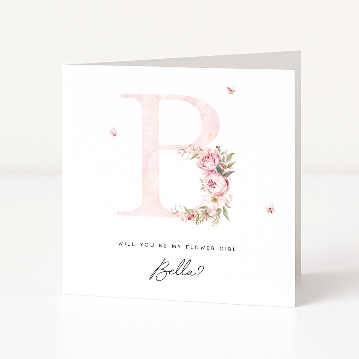 Personalised Initial Flower Girl Proposal Card - Blush Monogram | Elle ...