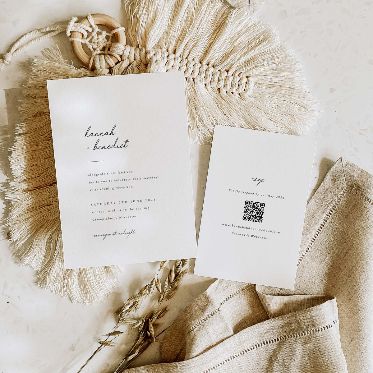Modern Twilight Wedding Invitation with RSVP Card - Hannah Collection ...