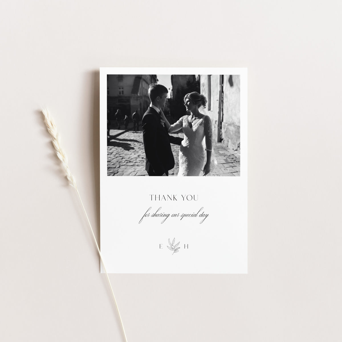 Traditional wedding thank you card | photo thank you card ...