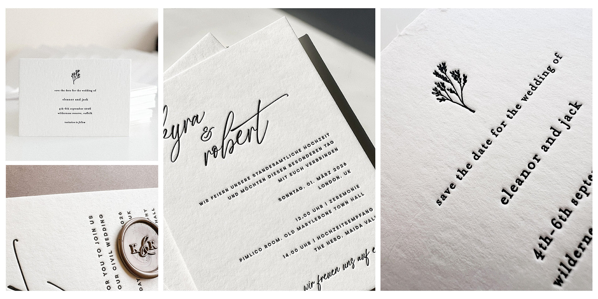 Contemporary wedding invitations and on-the-day stationery | Elle Bee ...