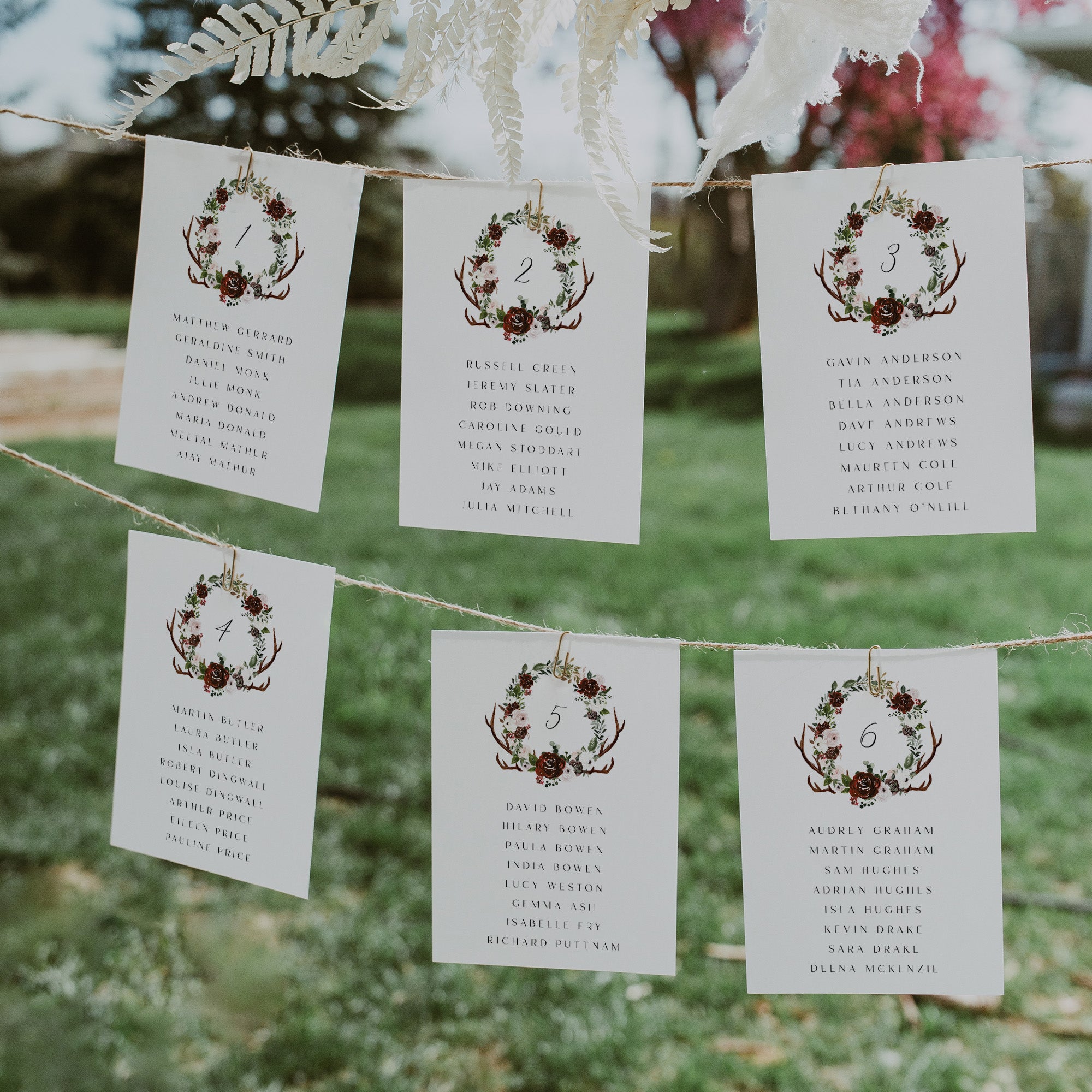 Floral Stag table plan cards | Seating Chart Cards | Worcestershire ...